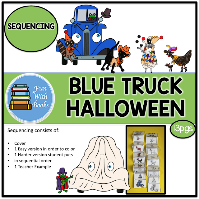 LITTLE BLUE TRUCK HALLOWEEN SEQUENCING CRAFT ~ Book Units by Lynn