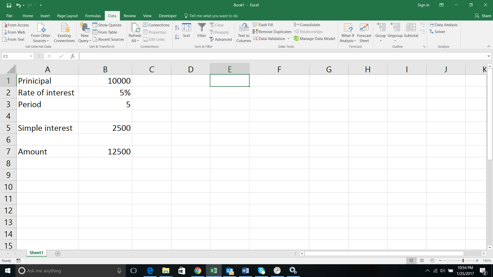 Sundar's blog: One way Data Table - Excel