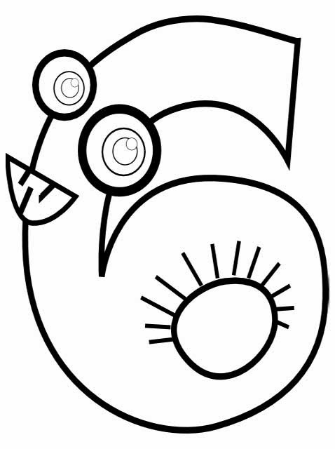 Kids Page: Animal Number 6 ( Six ) Coloring Page