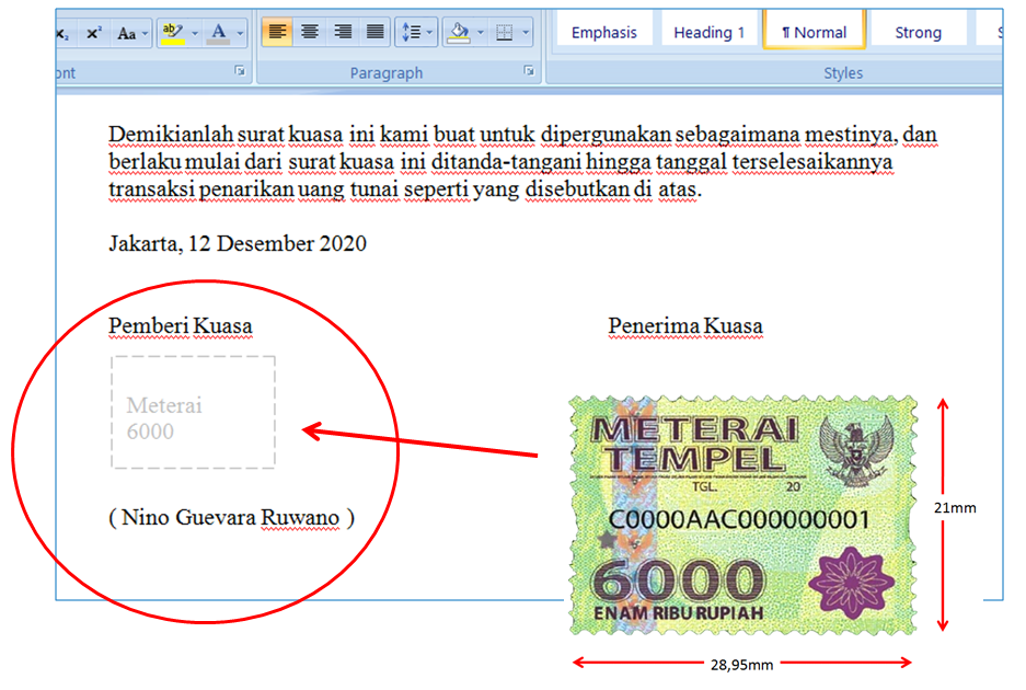 Menambahkan Tanda Meterai Pada Dokumen Surat Perjanjian Atau Surat ...