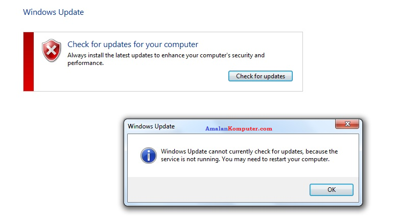 Mengatasi Windows Update cannot check currently for updates, because ...