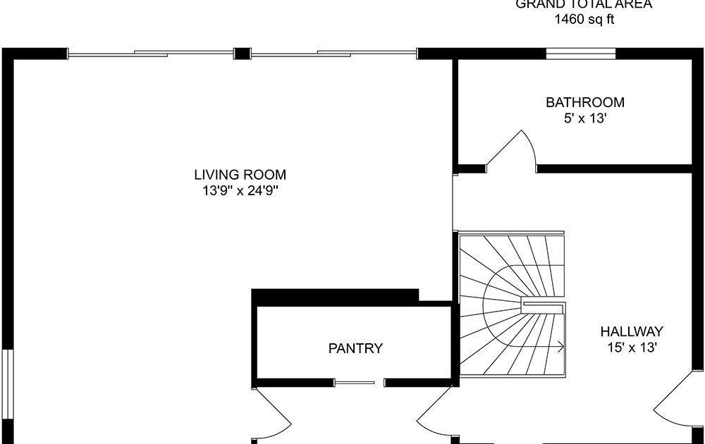 Floor Plan With Dimensions - Bathroom and Garden