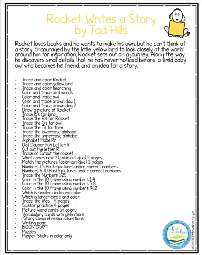 ROCKET WRITES A STORY BOOK UNIT AND CRAFT ~ Book Units by Lynn
