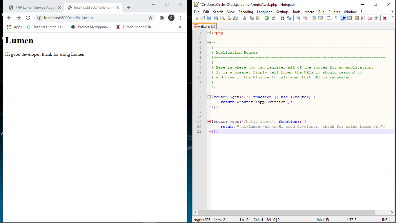 Tutorial Lumen PHP Framework | Routing, Middleware, dan Controller Tutorial Lumen PHP Framework | Routing, Middleware, dan Controller