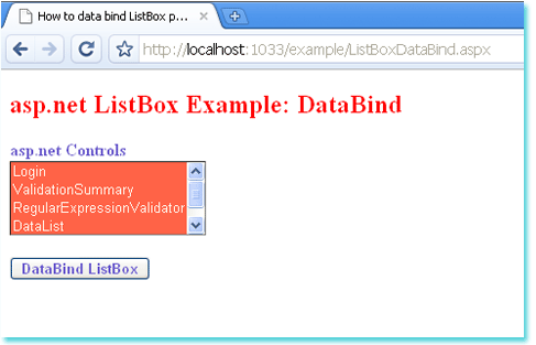 How to data bind ListBox programmatically in asp.net c#