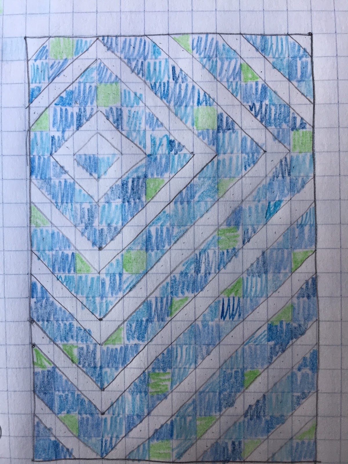 Shiner's view ...: Blue Offset Diamond Baby Quilt