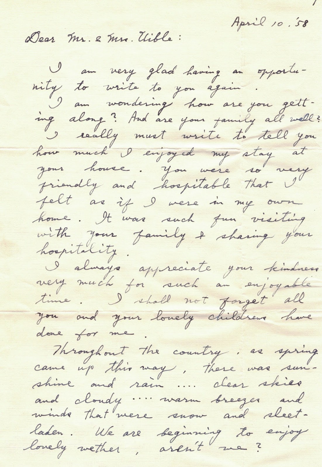 Uibles: A Family Blog: 1958 Kyung Ho Kim Letter -April 10