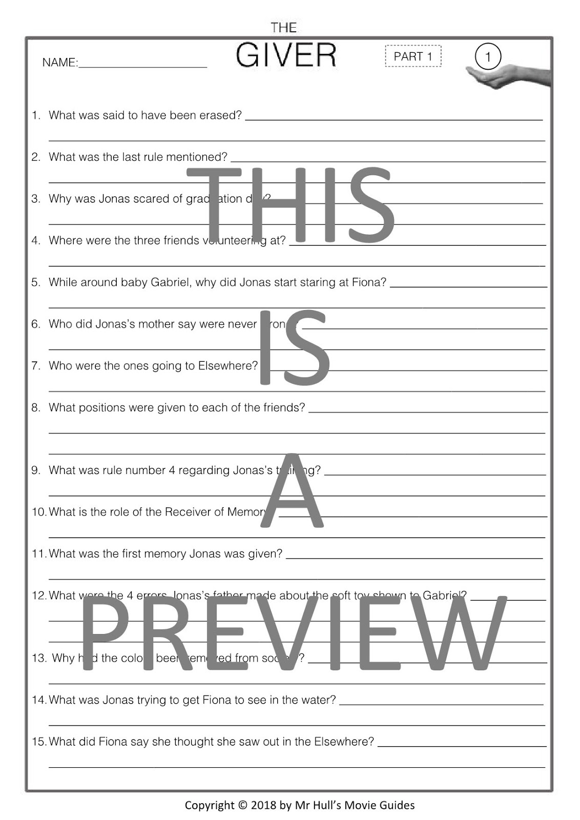 The Giver Movie Guide + Activities - Answer Key Included ~ Movie Guides ...