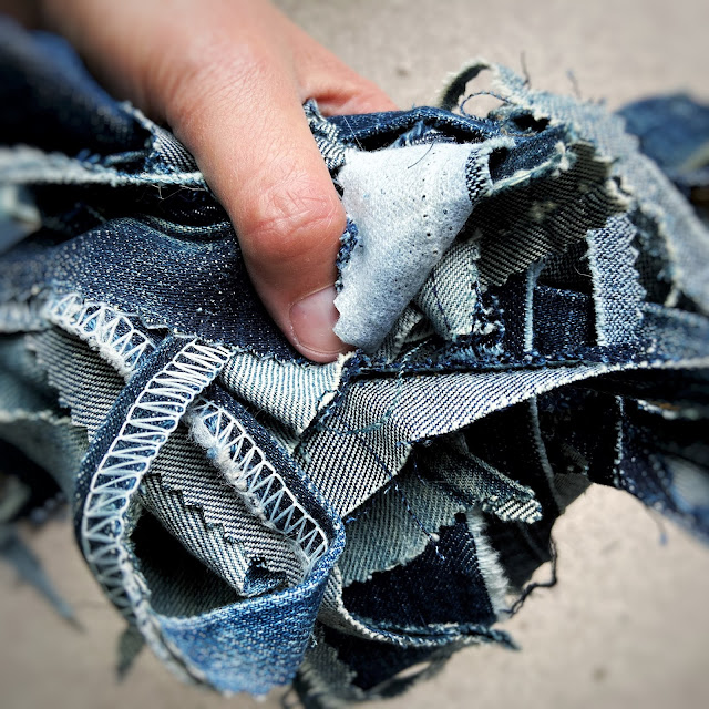 Indigo blue - recycling denim into a quilt