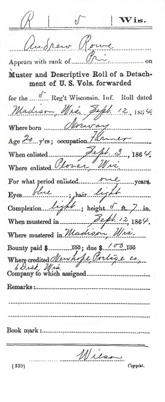 A Roe Blog: Muster and Descriptive Rolls: Andrew ROWE