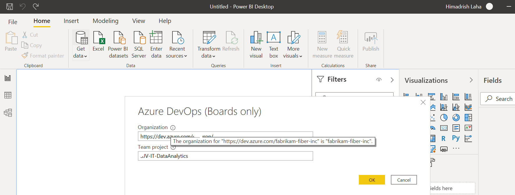Power BI report from Azure DevOps Board