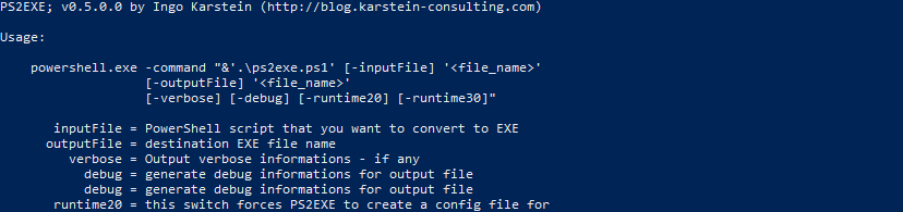 PowerShell - PS2EXE 0.5.0.0 by Ingo Karstein
