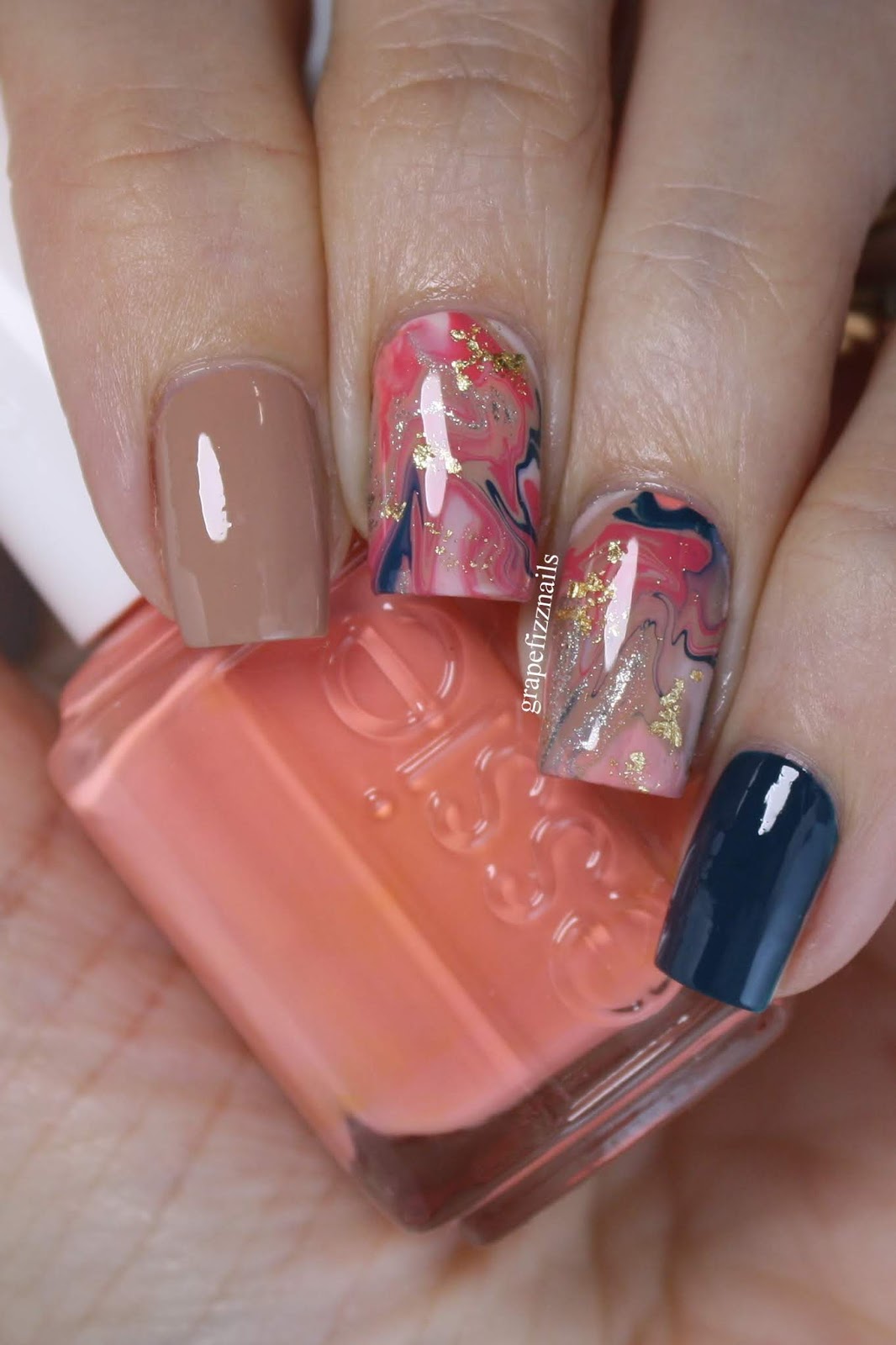 Grape Fizz Nails: Essie Spring Drip Marble Nail Art