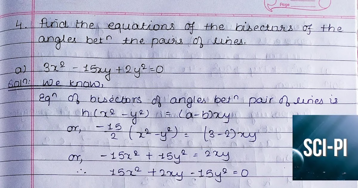 Grade 11 Pair of Straight Lines Exercise Solutions | Basic Mathematics ...
