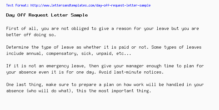 Day Off Request Letter Letter Template day-off-request-letter-letter-template