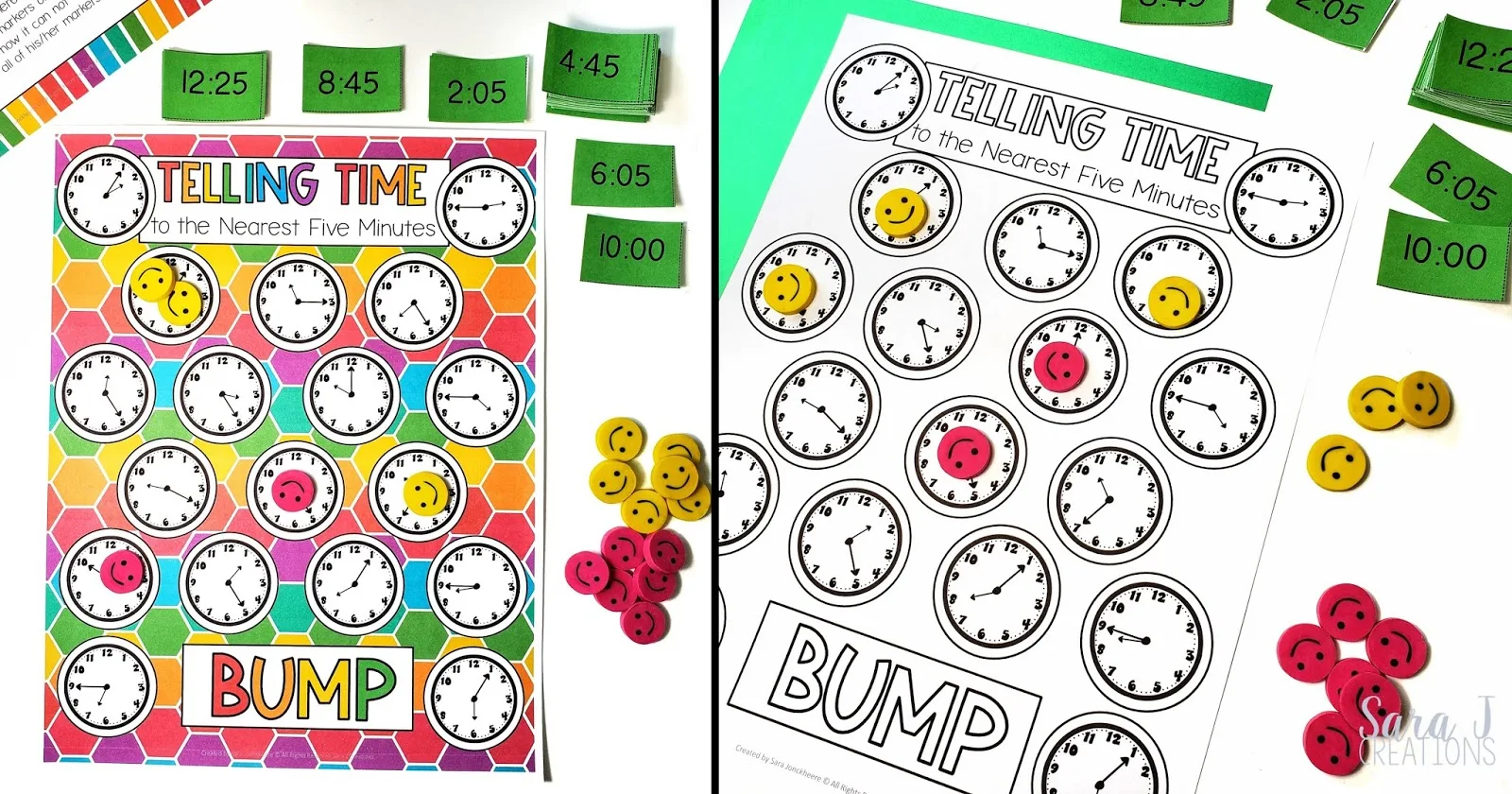 Teaching Telling Time to the 5 Minutes with Centers | Sara J Creations
