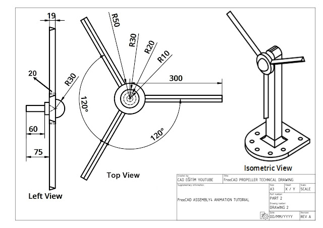 Mechanical: FreeCAD Propeller Technical Drawings