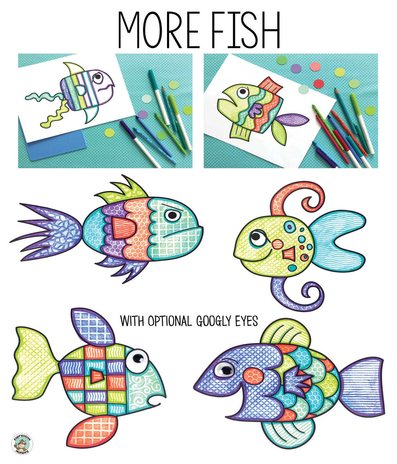 Art Technique Ideas for Fish with Feeling - Expressive Monkey
