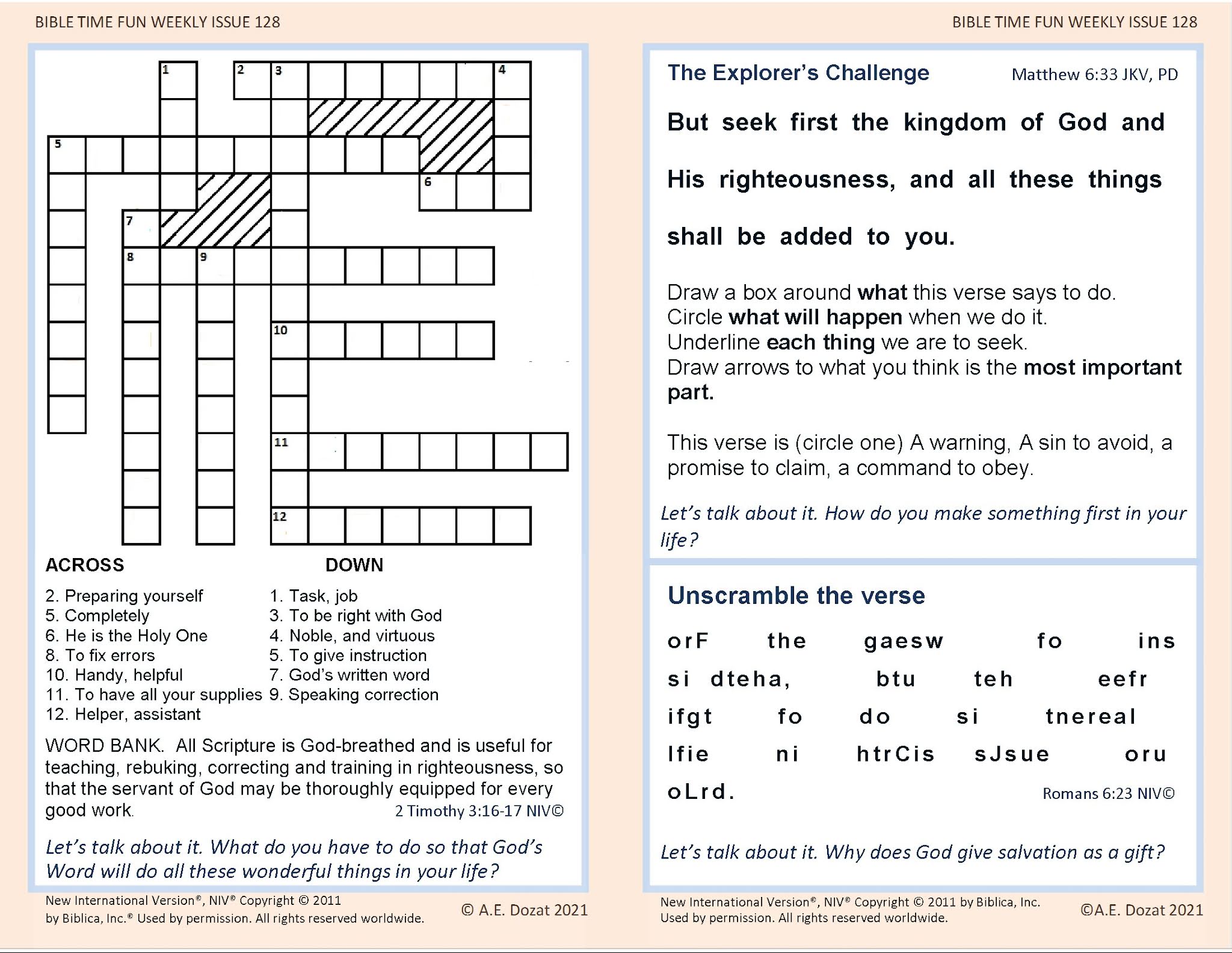 Coloring Pages for Kids by Mr. Adron: Kids Bible Activity Pages -Like a ...
