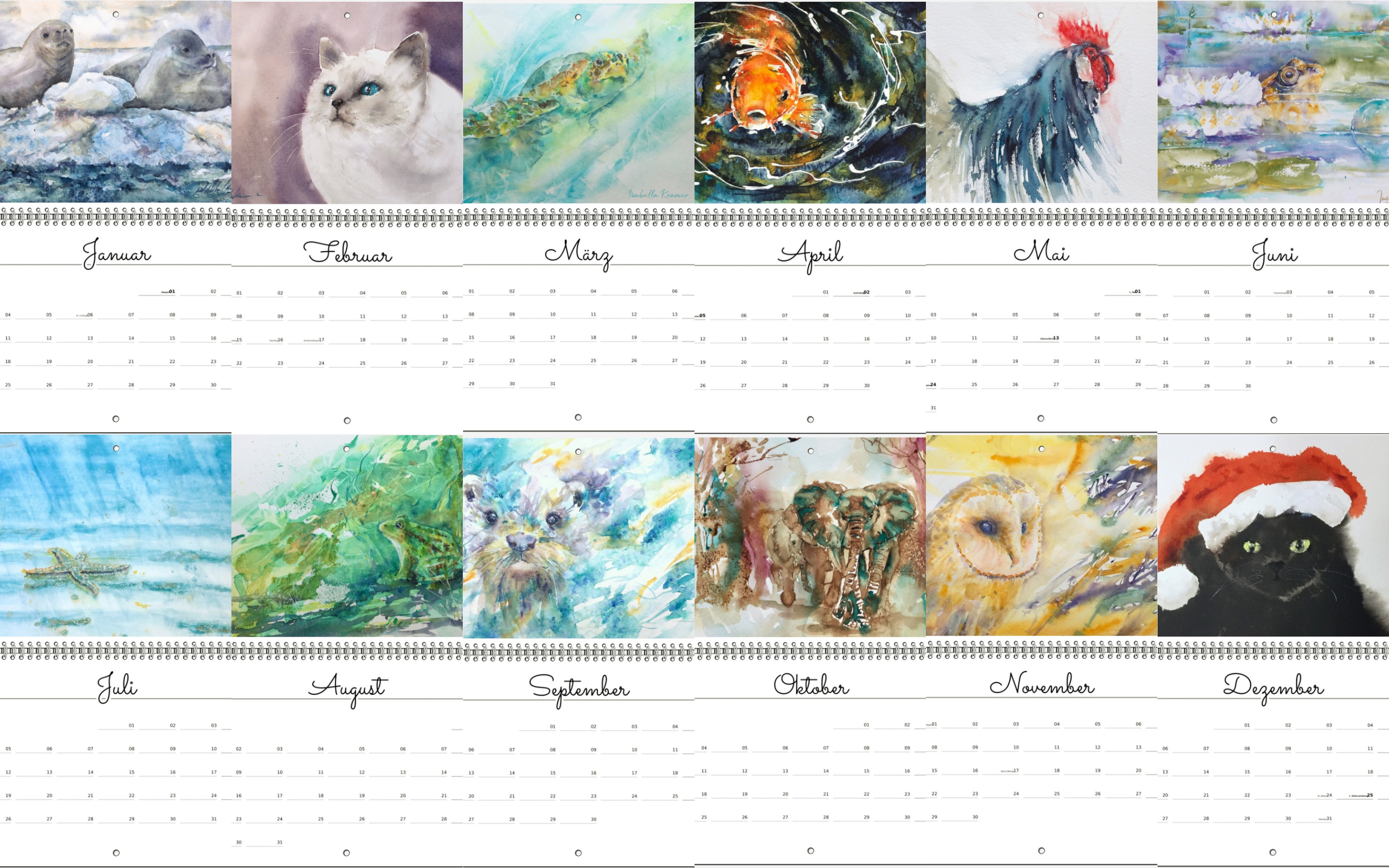 veredit - art©: Watercolor Animals Calendar 2021