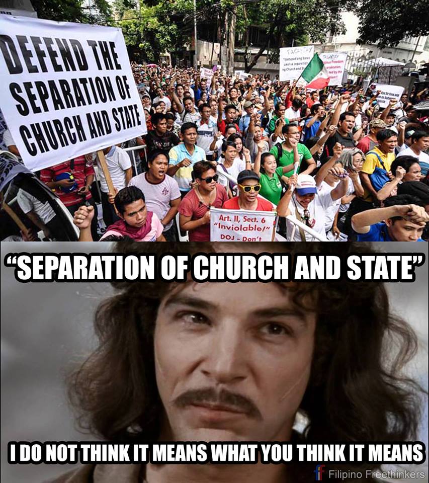 Separation of Church and State. I do not think it means what you think ...
