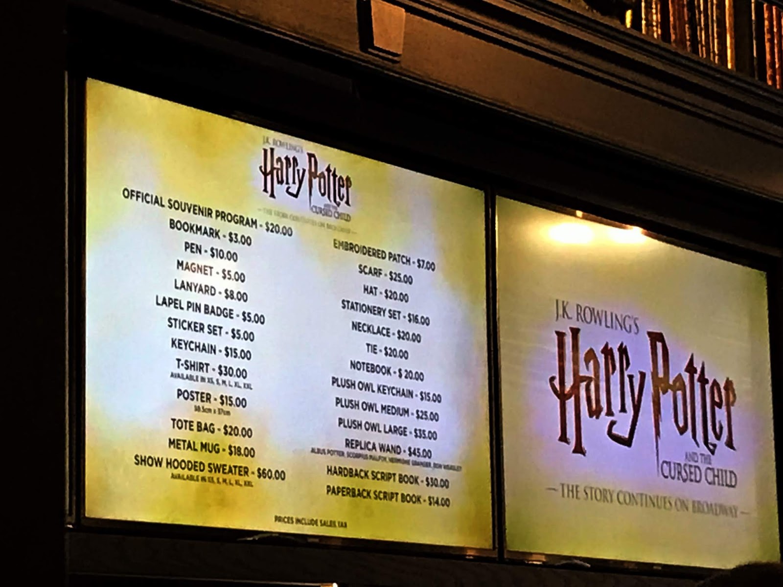 [NYC - Broadway] Harry Potter and the Cursed Child - Part One Merchandise