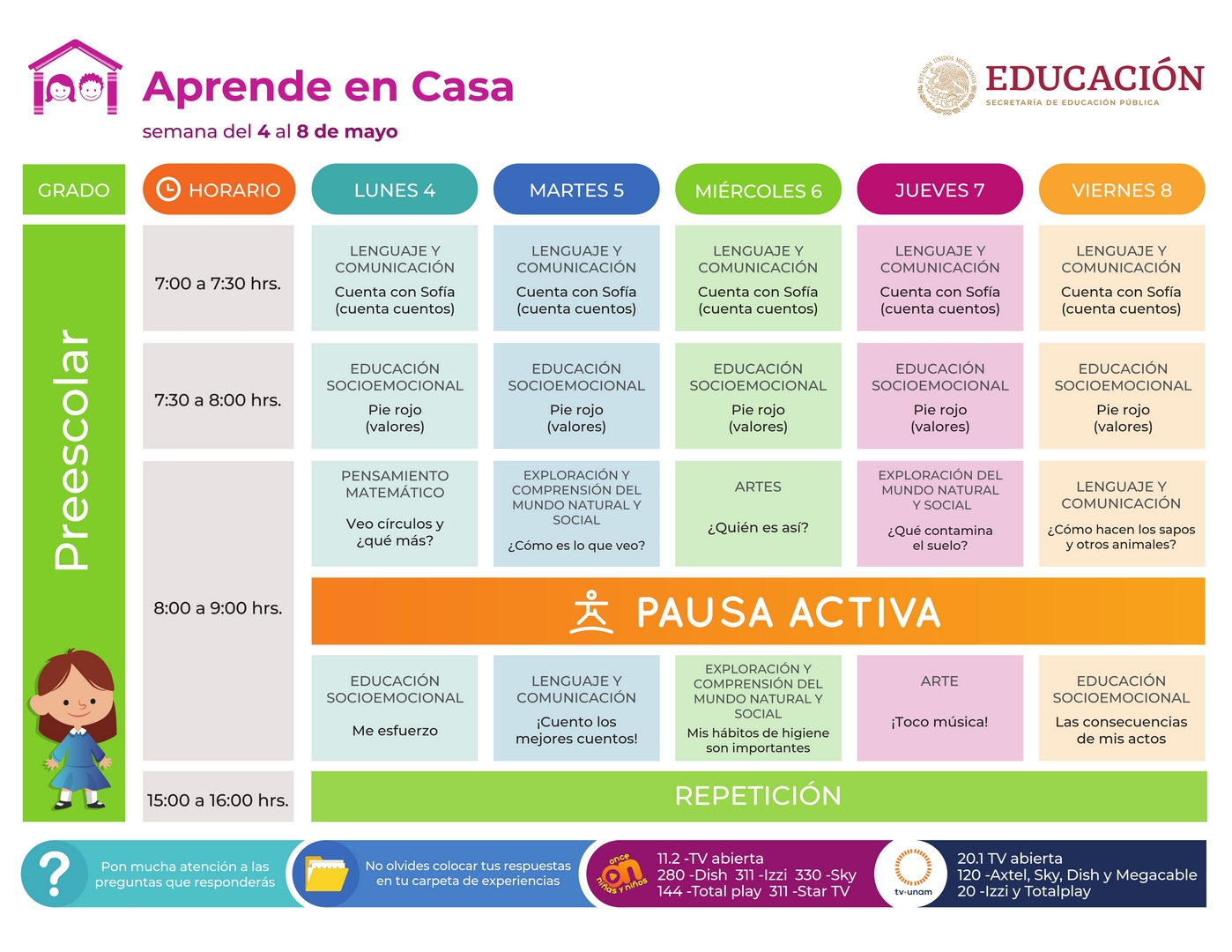 APRENDE EN CASA: NIVEL PREESCOLAR (CLASES DE 04 DE MAYO DE 2020)