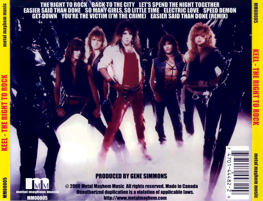WHERE METAL RULES: KEEL - THE RIGHT TO ROCK (1985) WHERE METAL RULES: KEEL - THE RIGHT TO ROCK (1985)