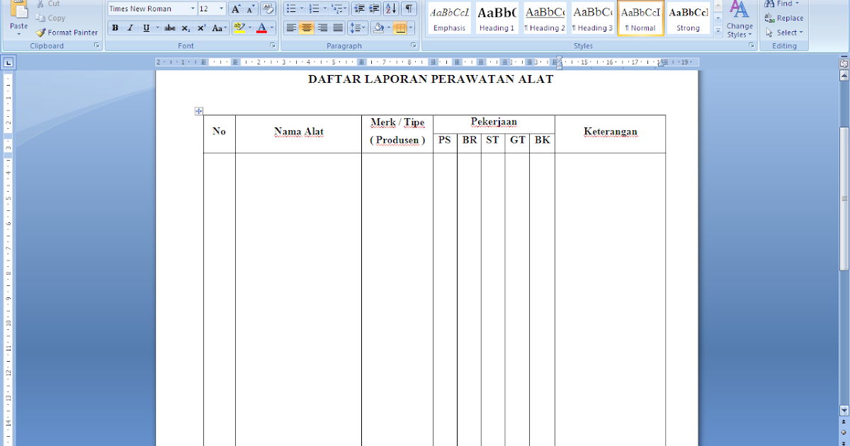 Format daftar laporan perawatan alat laboratorium biologi - antapedia.com