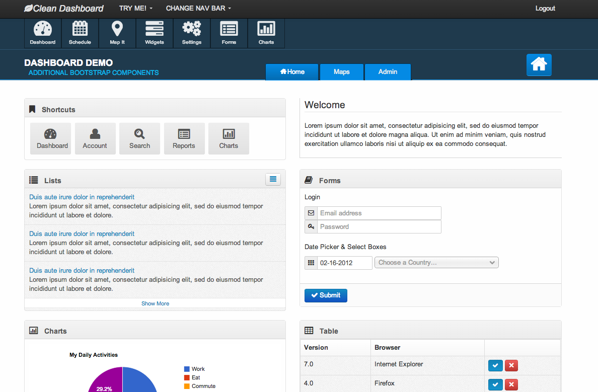 Free Twitter Bootstrap Admin Theme