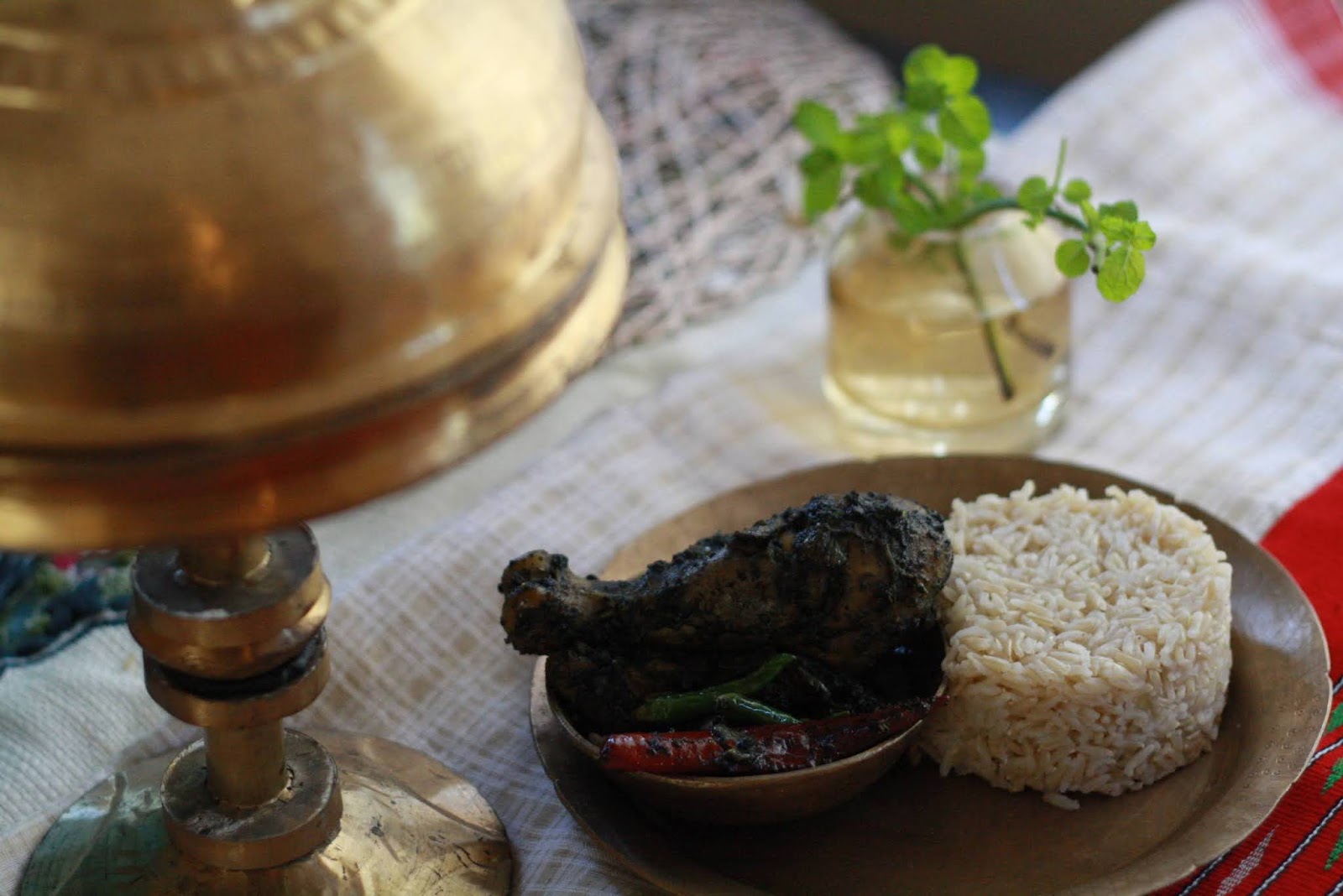 Assamese country style sesame chicken Til diya murgir mankho