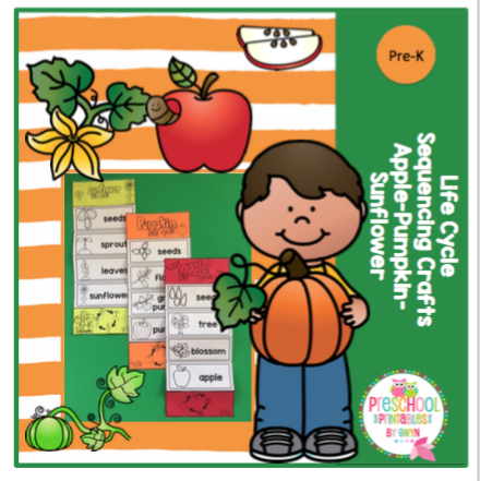 Life Cycle Sequencing Crafts- Apple-Pumpkin-Sunflower ~ Preschool ...