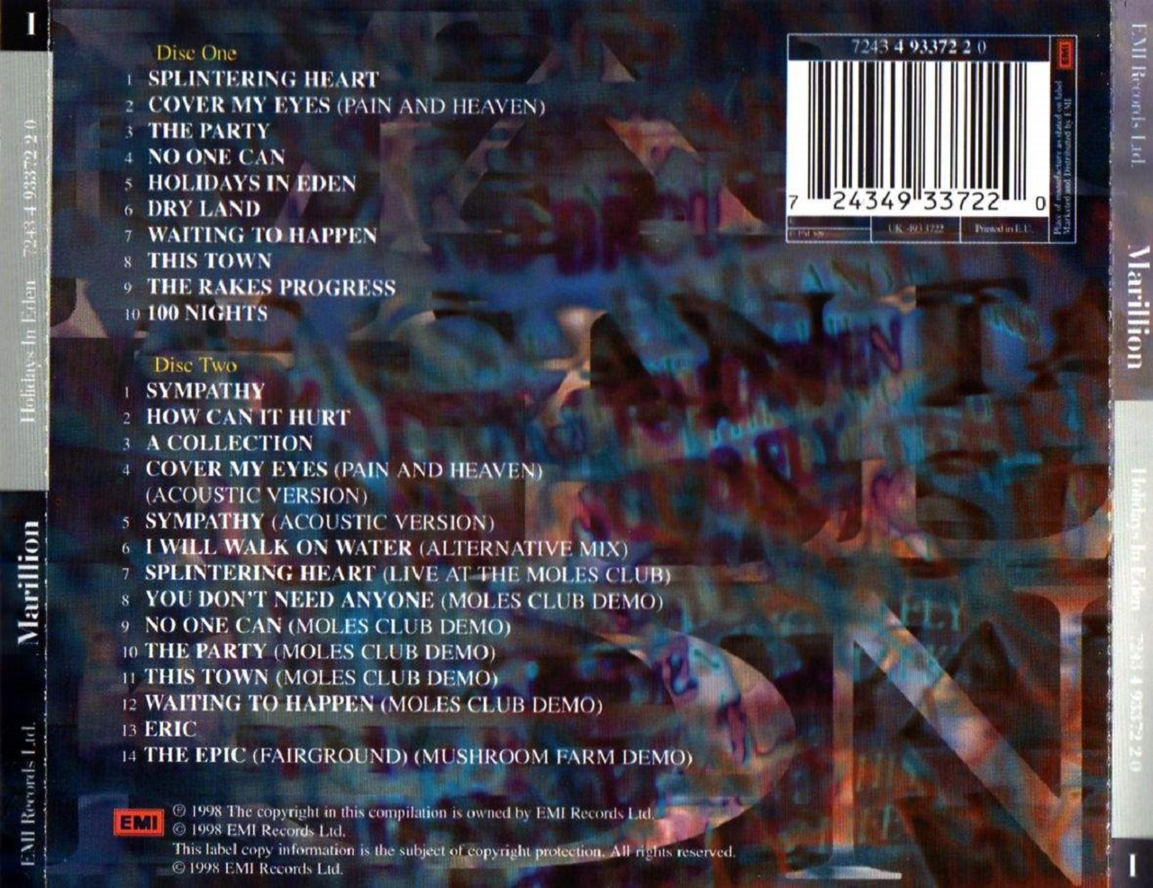 Classic Rock Covers Database: Marillion - Holidays in Eden (1991)