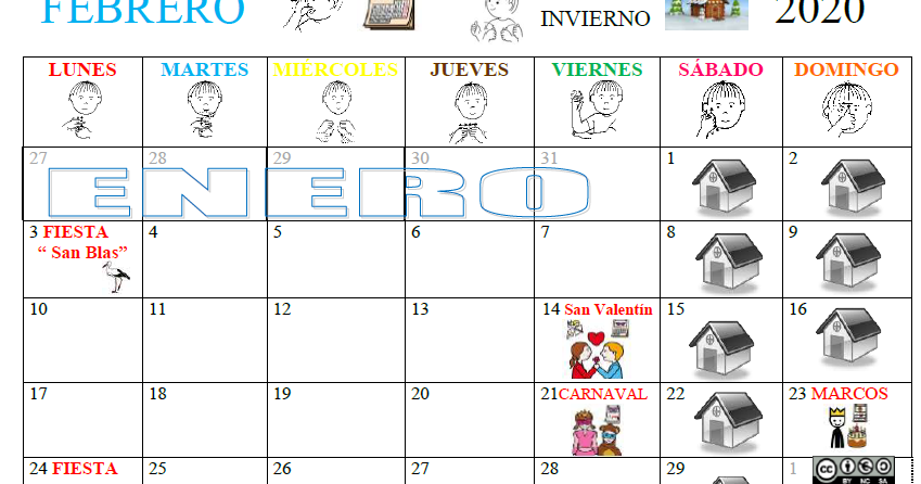 SUSANA Maestra de A.L.: Calendario mensual Febrero