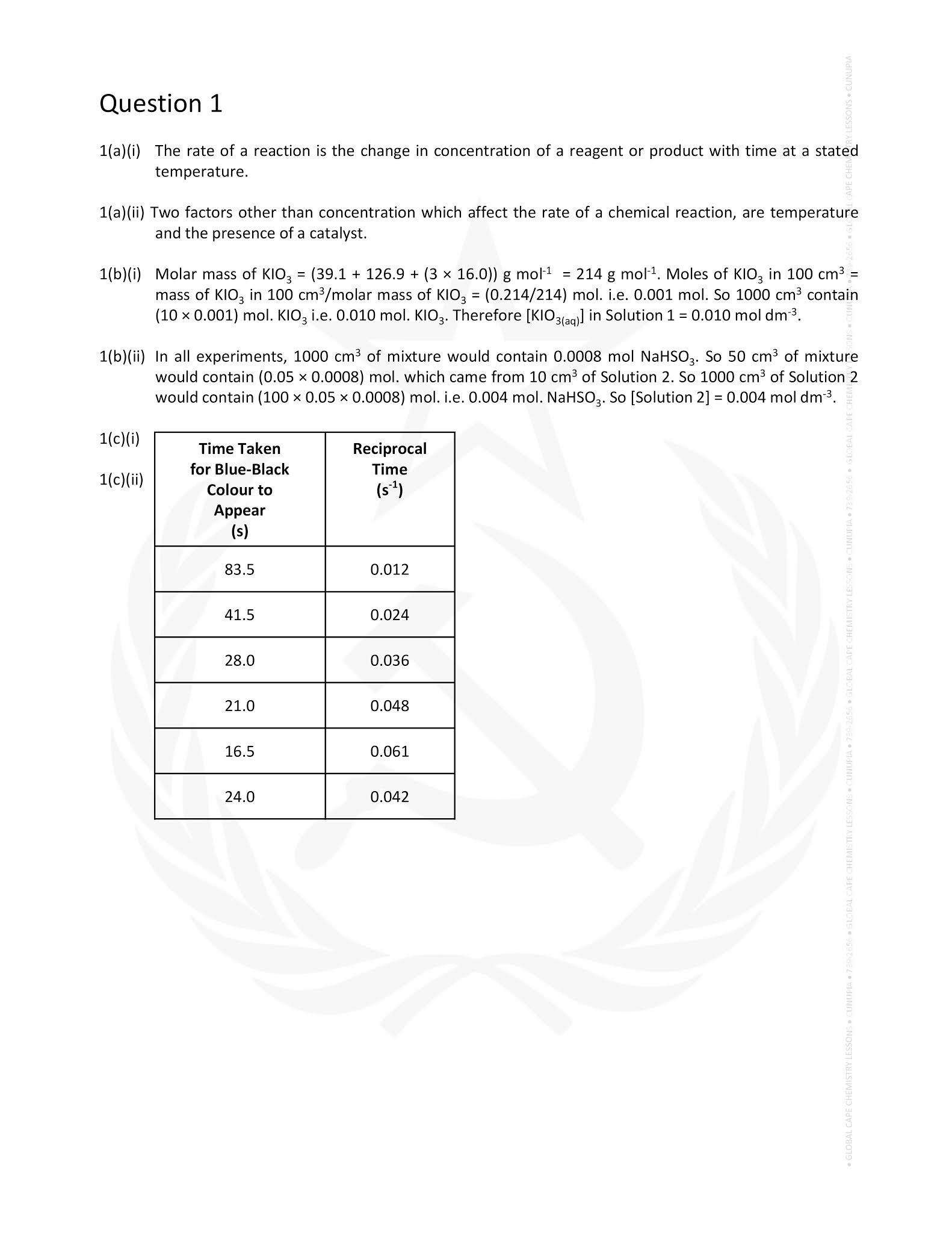 CXC Chemistry - Answers And Support: June 2021