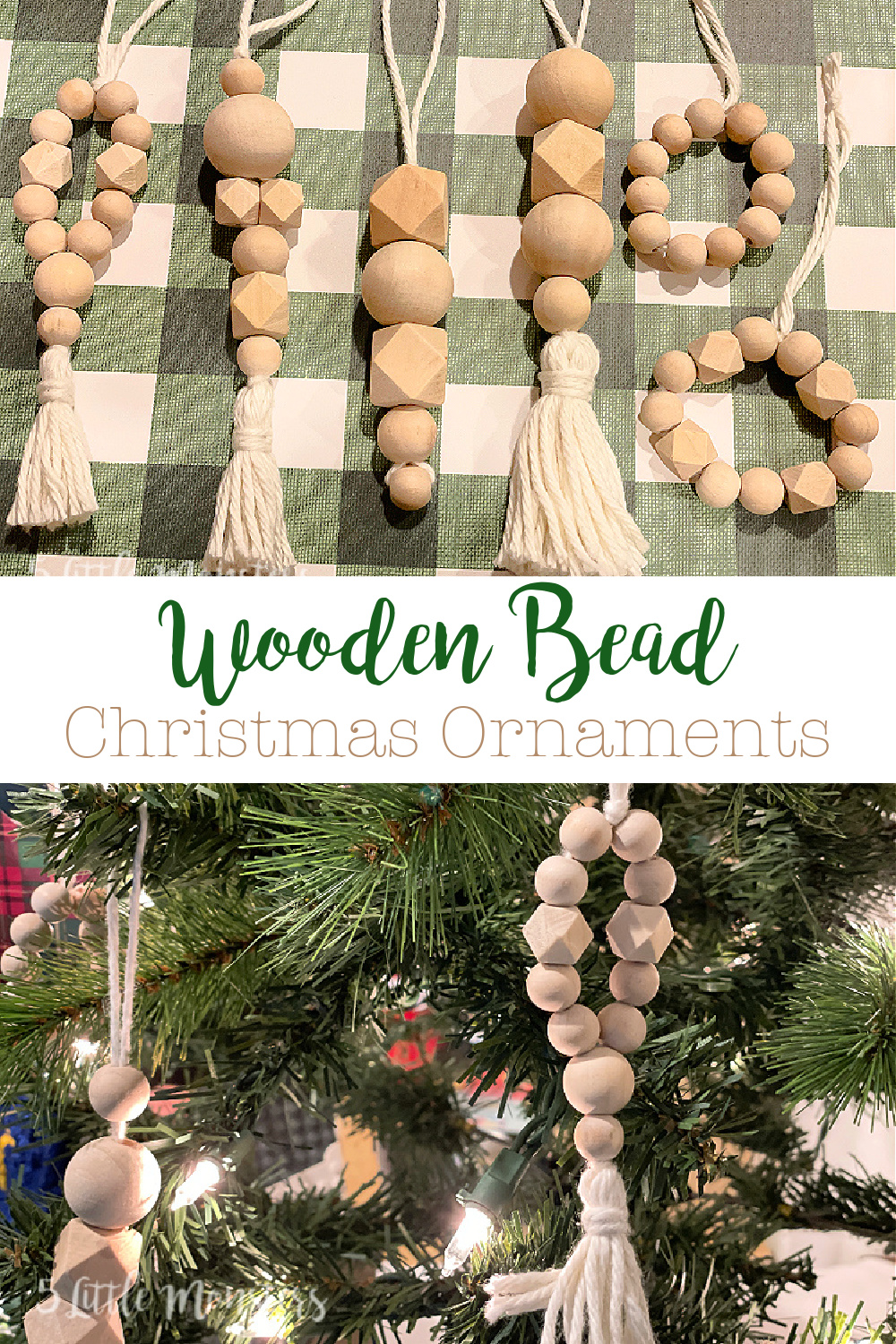 5 Little Monsters: Wooden Bead Christmas Ornaments