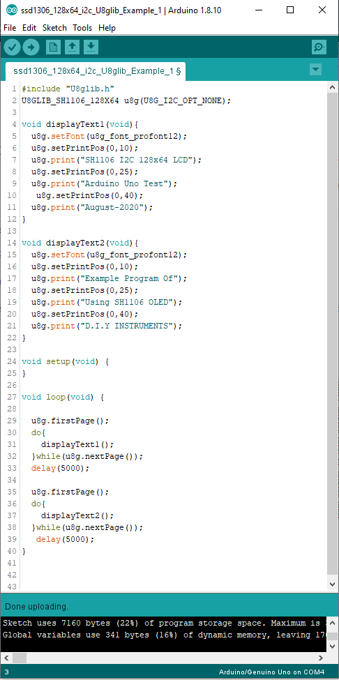 Learn Electronics and Embedded System Programming: Arduino Using SH1106 ...