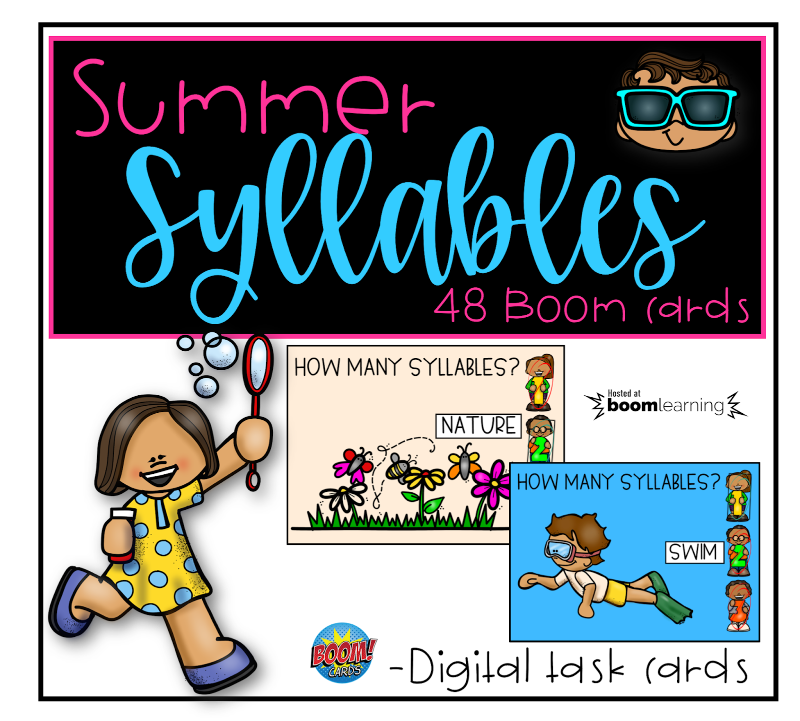 Simply Delightful in 2nd grade: Summer counting syllables clip cards ...