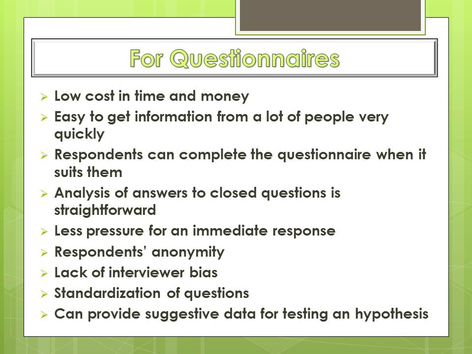 ILMU AL-QURAN & RESEARCH : The Pros and Cons of Questionnaires