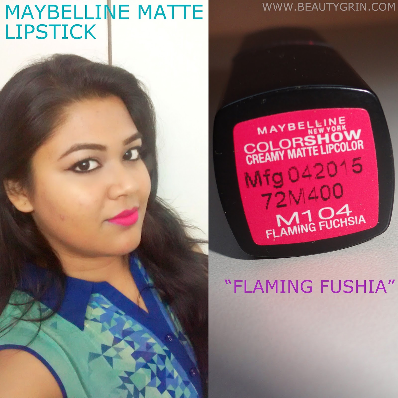 Maybelline Color Show Matte Lipstick in Flaming Fushia M104: Review ...
