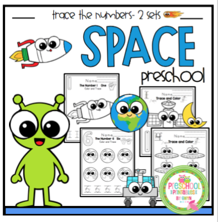 Space Trace the Numbers "No Prep" 2 different levels ~ Preschool Printables