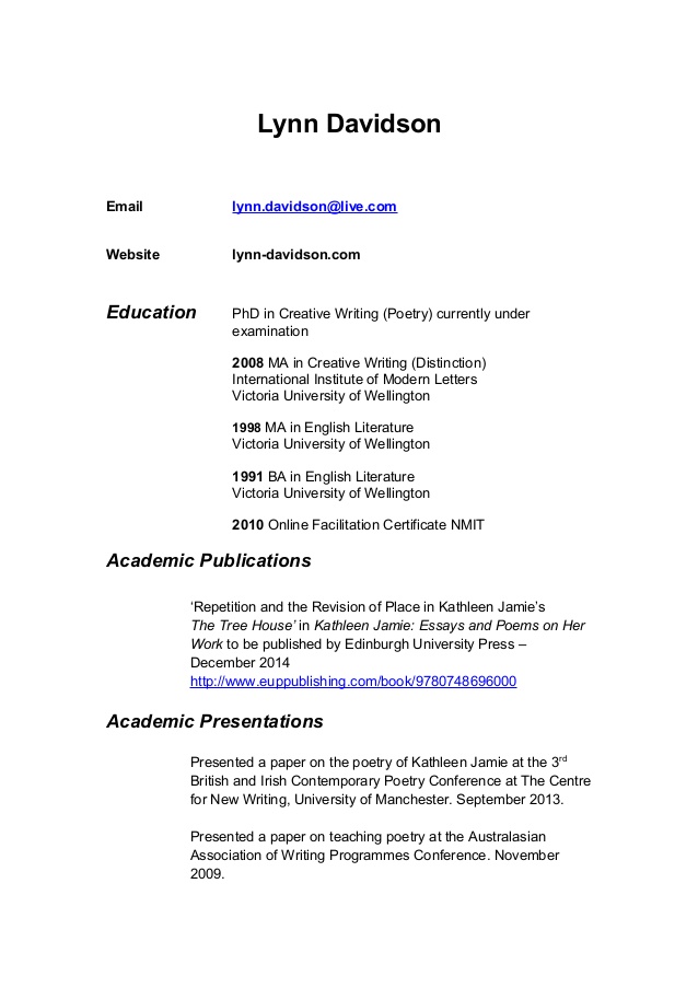 Curriculum Vitae Poem - Birthday Letter