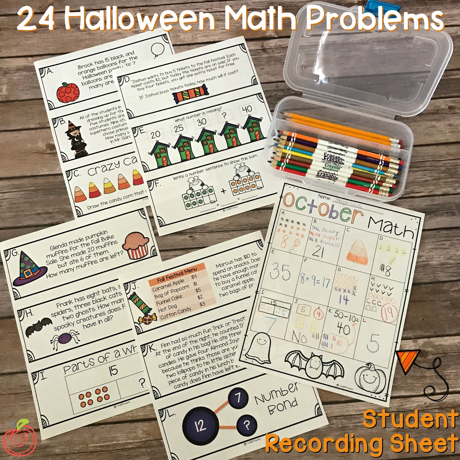 October Math: Halloween Math Problems | TheHappyTeacher