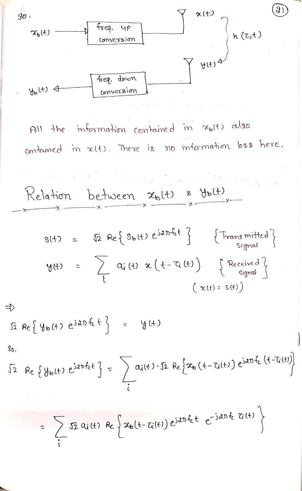 Class Notes: MIMO (Multiple Antenna Systems) Notes