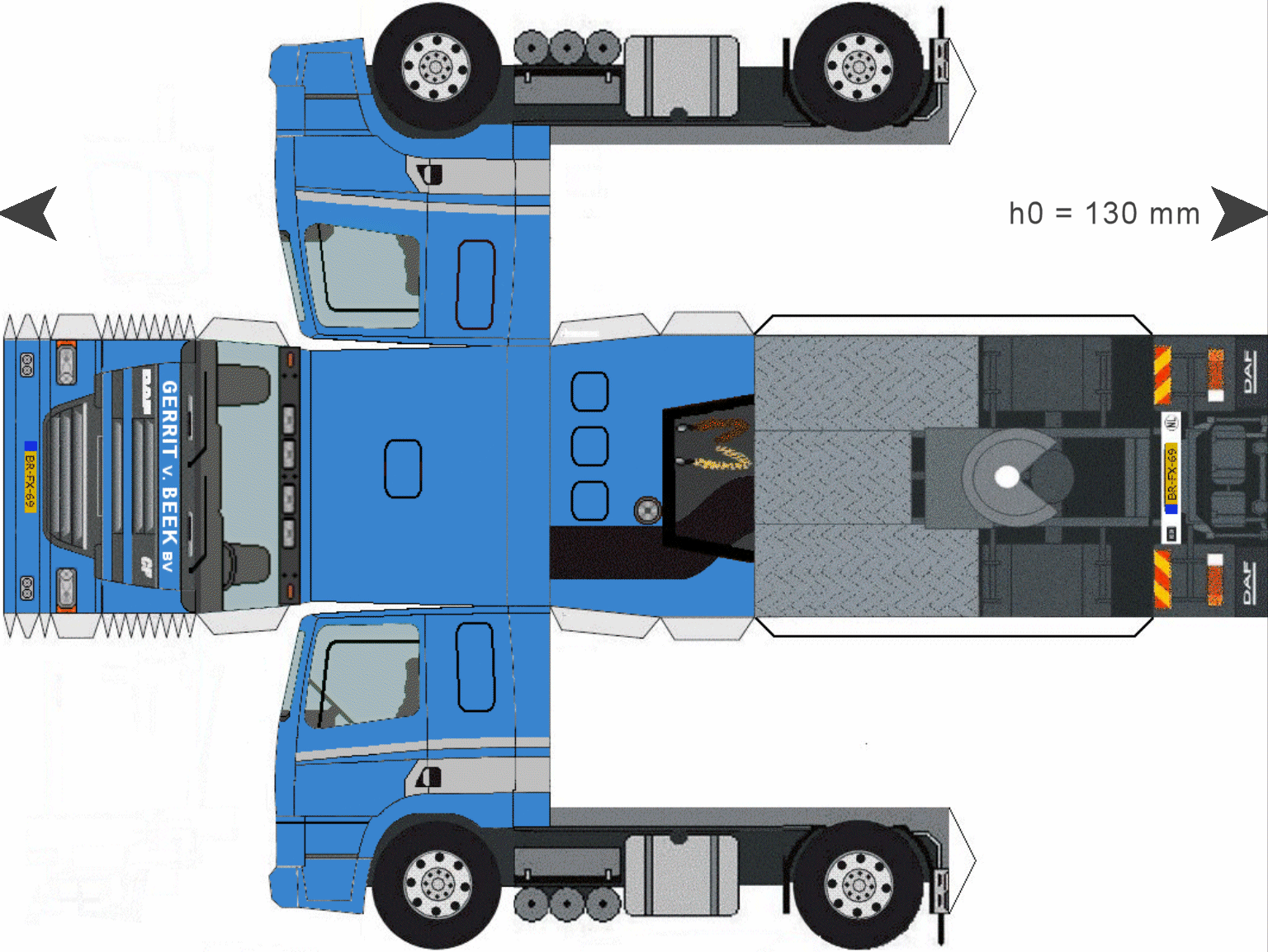 SP. Papel Modelismo: PaperCraft DAF CF - Gerrit van Beek B.V.