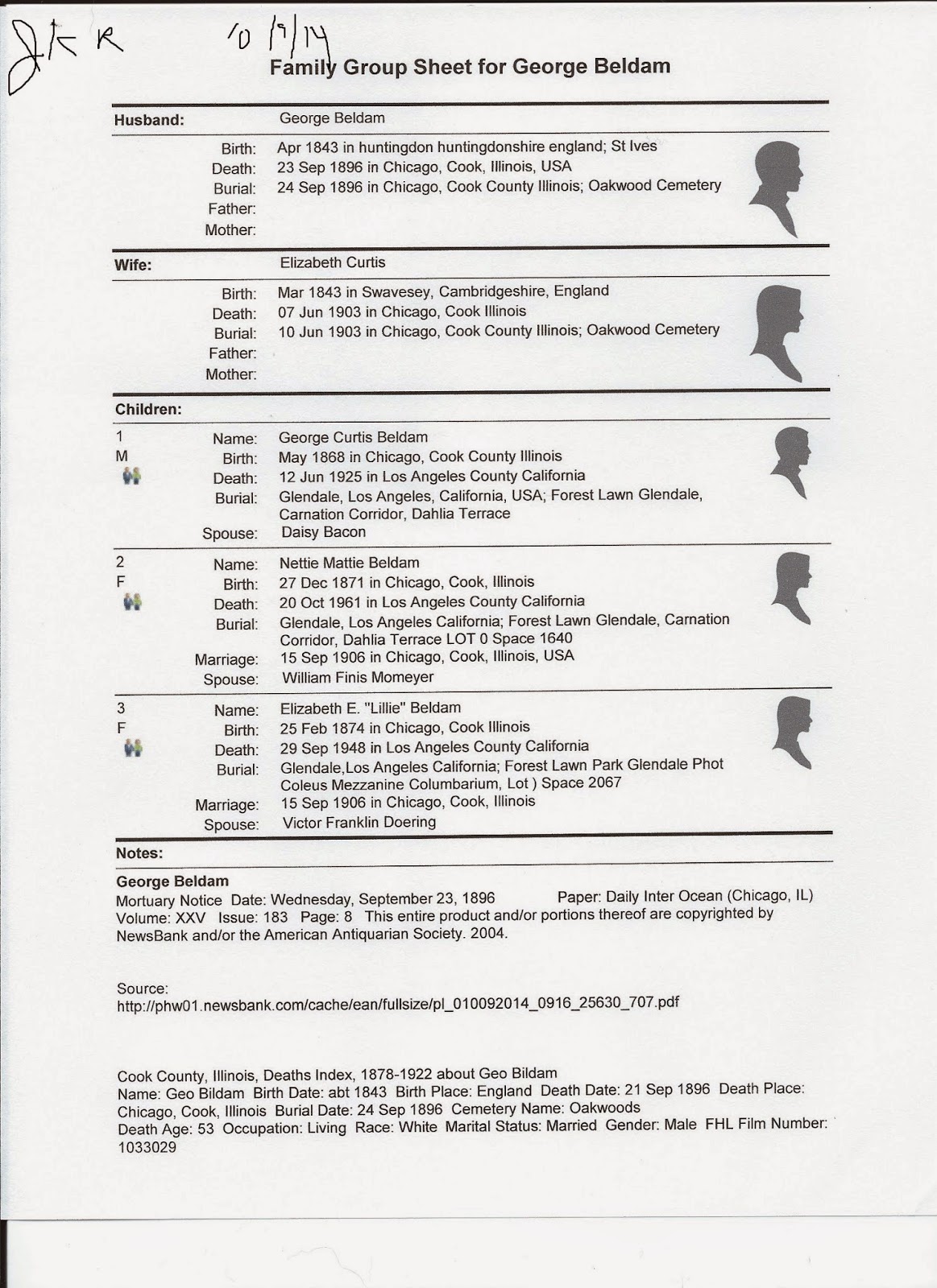 Jeannette's take on life: FAMILY GROUP SHEET OF GEORGE BELDAM WITH HIS ...