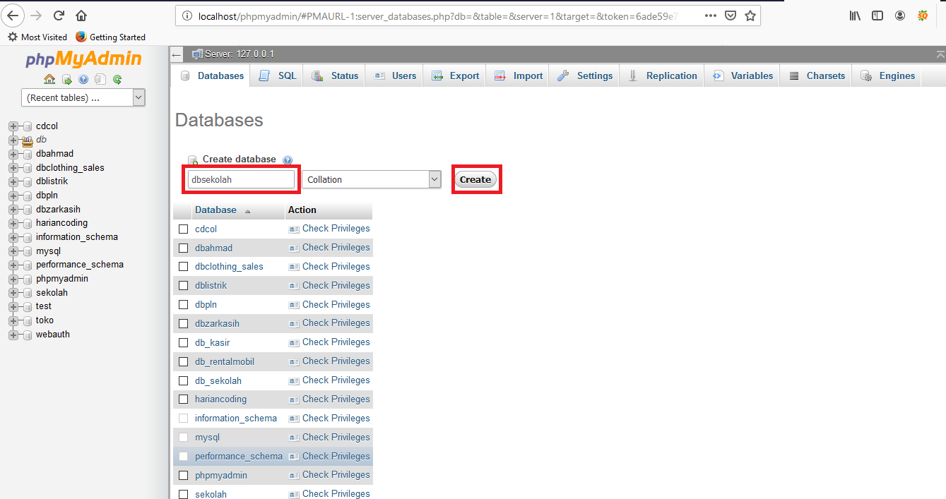 Membuat Database Sekolah Menggunakan PhpMyAdmin