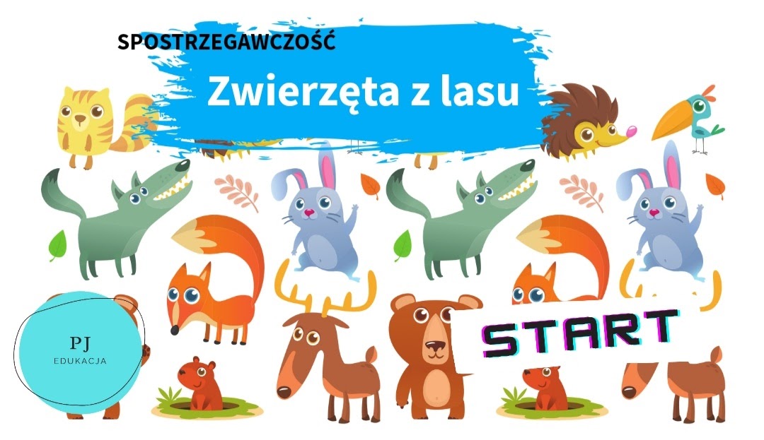 Zwierzęta z lasu. Znajdź ukryty obrazek. Interaktywna gra