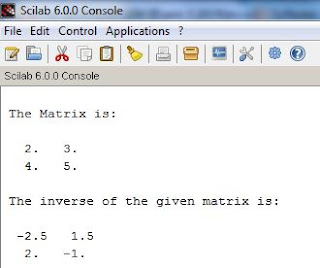To find the inverse of a given matrix using scilab