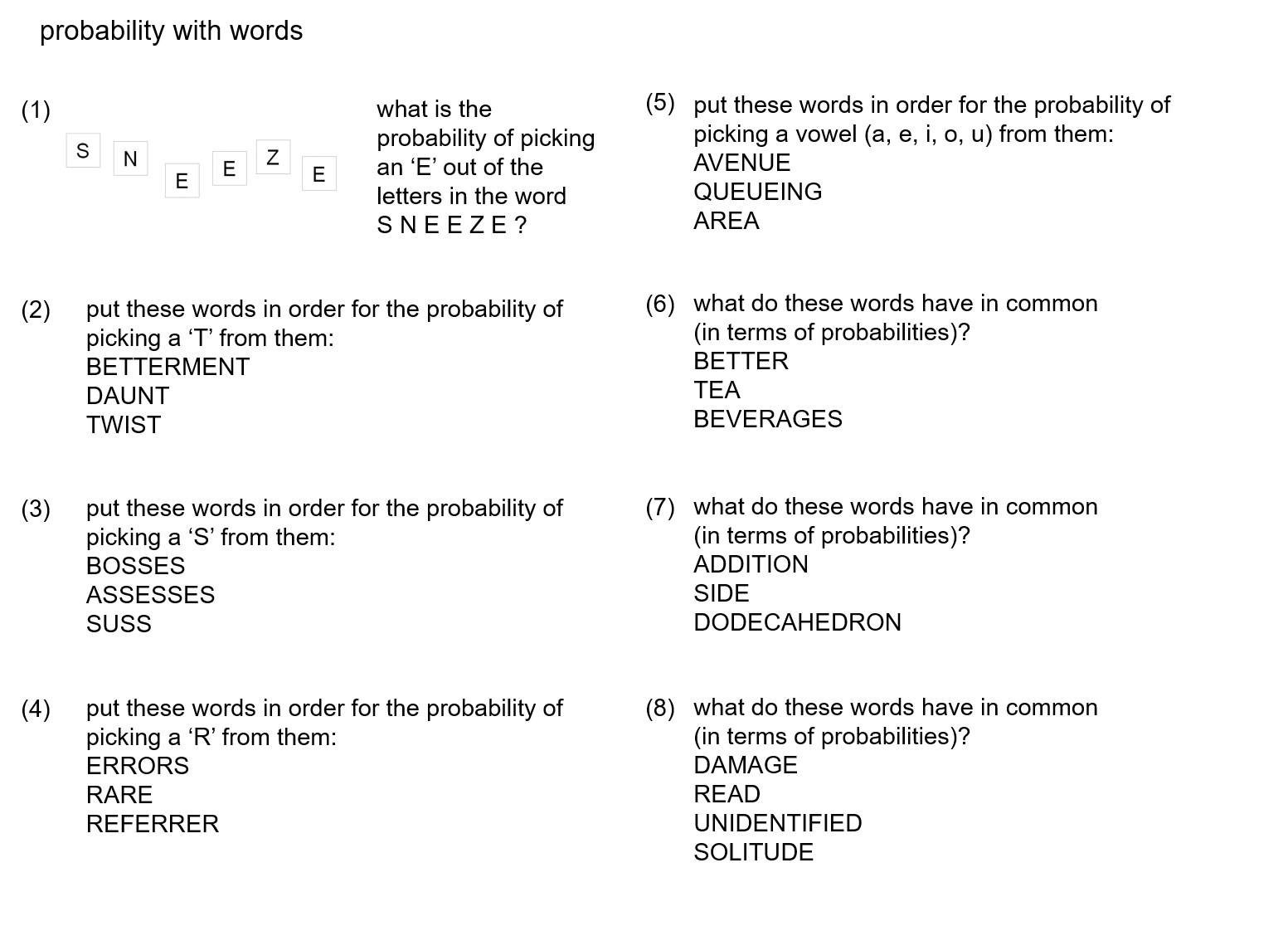 MEDIAN Don Steward mathematics teaching: probability and words